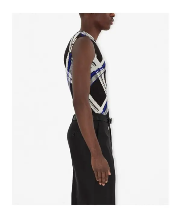 Burberry Checked Ribbed-knit Sleeveless Top