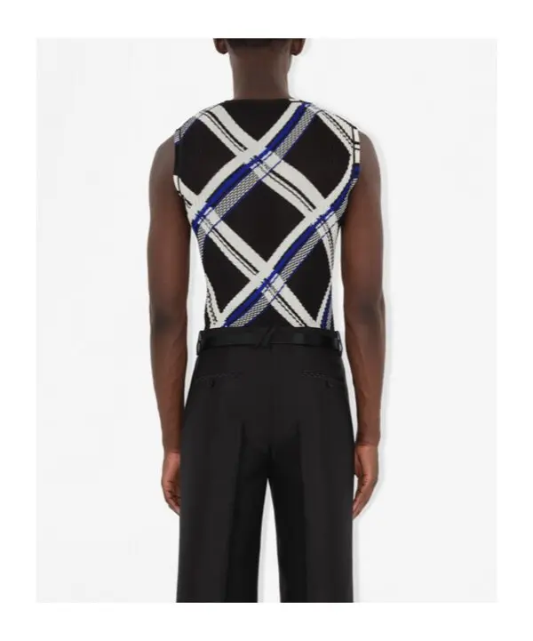 Burberry Checked Ribbed-knit Sleeveless Top