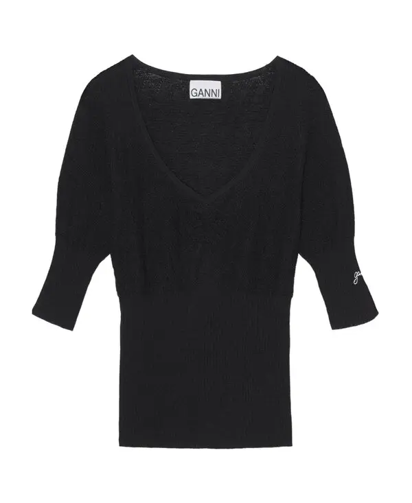 GANNI Merino Lace O-neck Sweater