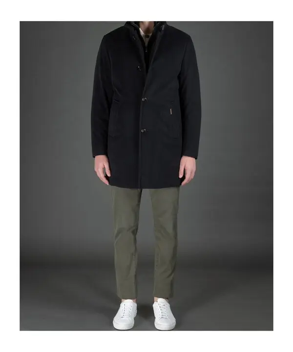 MOORER Long-sleeved Coat With Fur Trim