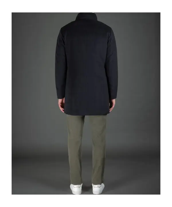 MOORER Long-sleeved Coat With Fur Trim