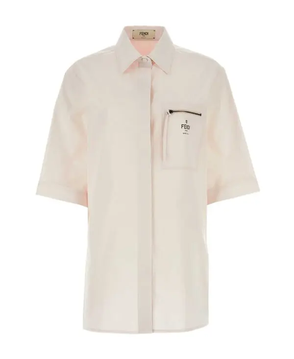 Fendi Logo Printed Short-sleeved Shirt - White
