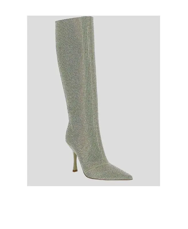 Liu Jo Embellished Pointed Toe High Heel Boots - Gray