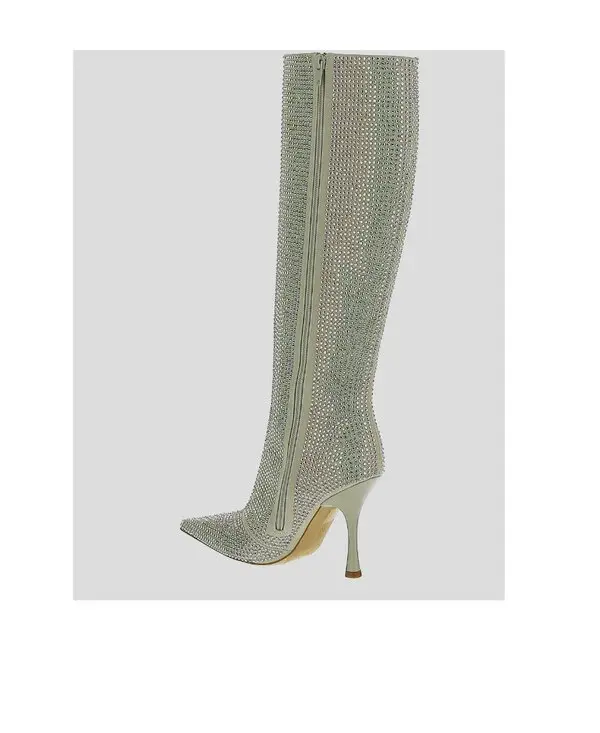 Liu Jo Embellished Pointed Toe High Heel Boots - Gray