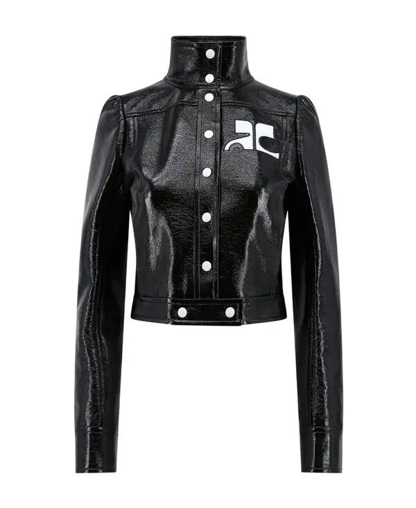 COURREGES Courrèges Vinyl Cropped Jacket With Logo Detail