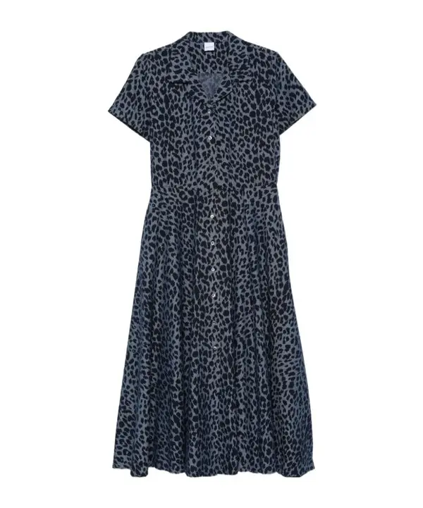 Aspesi Animal Print Midi Shirt Dress