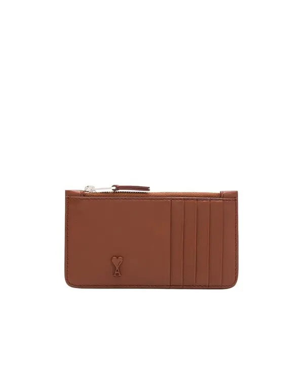 Ami De Coeur Zipped Card Holder - Brown