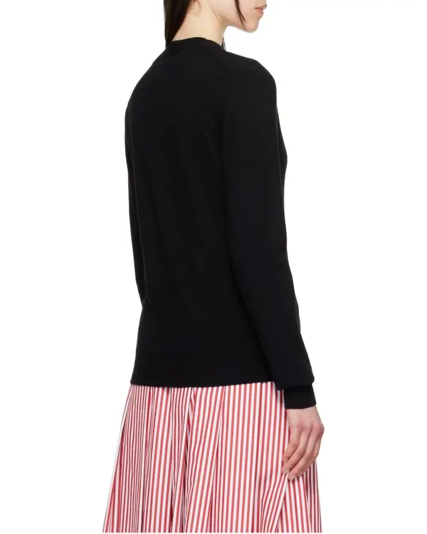 Play Comme Des Garcon Logo Patch V-neck Cardigan - Black