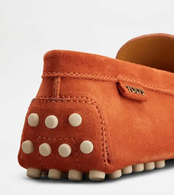 TOD'S Gommino Suede Slipper Loafers - Orange