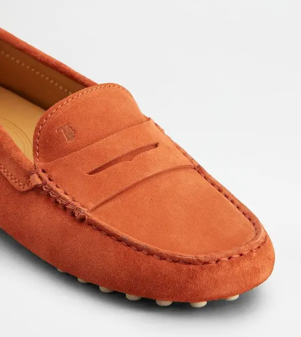 TOD'S Gommino Suede Slipper Loafers - Orange