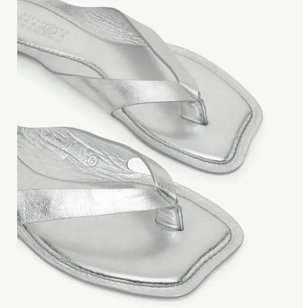 MAISON MARGIELA Square Toe Anatomic Flip Flops - Silver