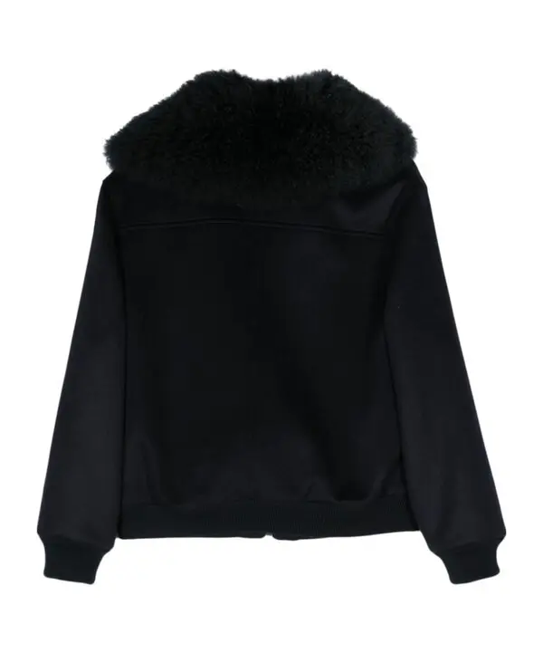 LISKA Bomber Jacket With Fur Collar - Black