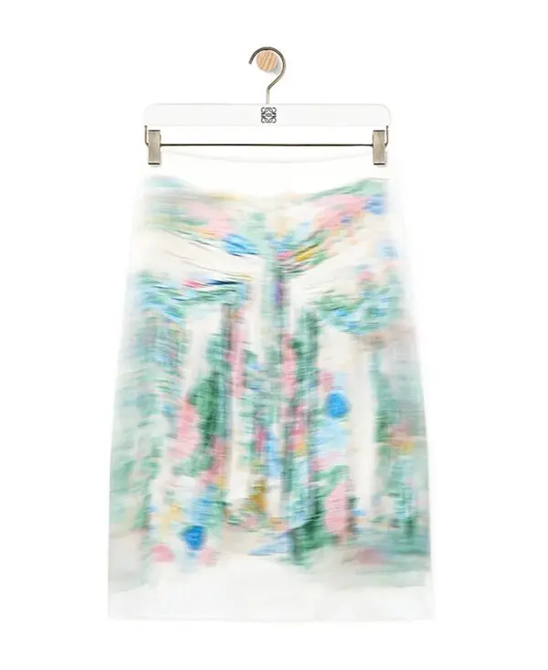 Loewe Paint Brush Effect Midi Skirt - White