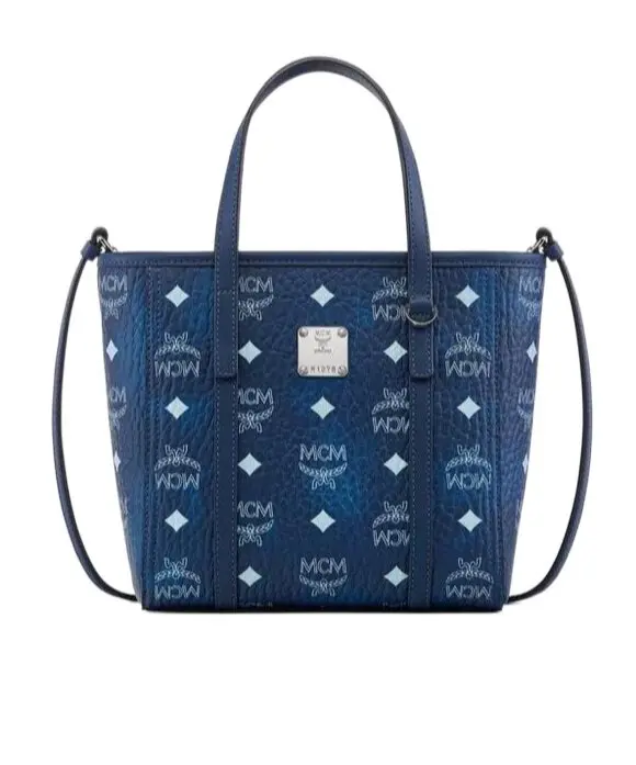 Mcm Toni Top-zip Shopper In Visetos - Blue
