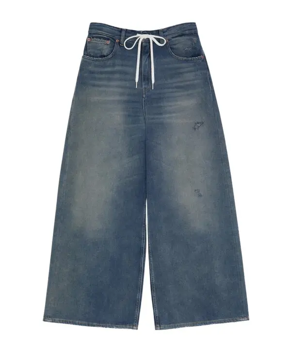 MAISON MARGIELA Wide Leg Jeans With Drawstring - Gray-blue
