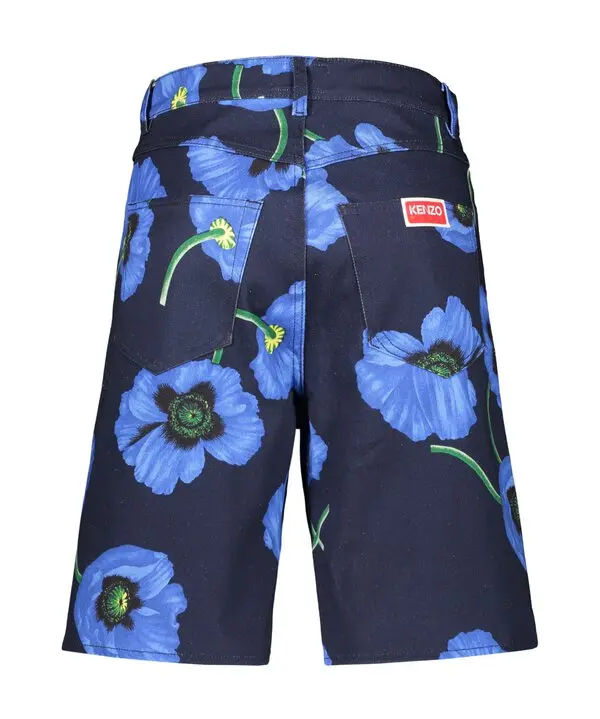 Kenzo Floral Print Denim Shorts