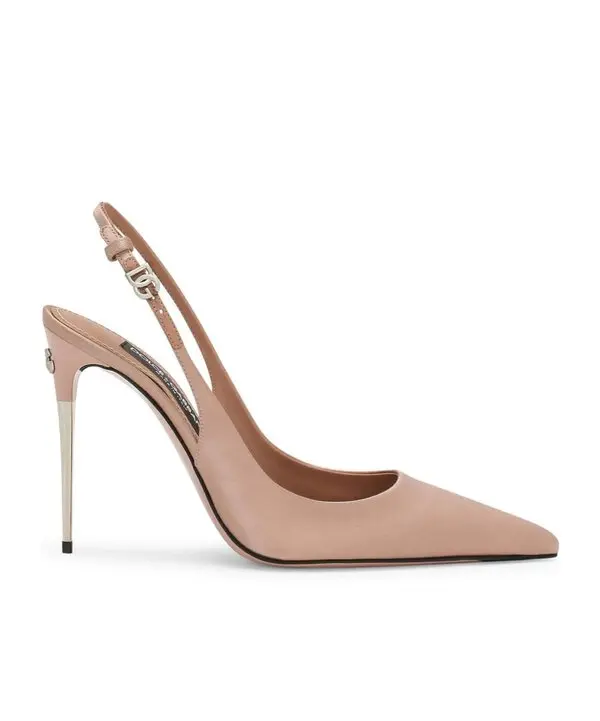 Dolce & Gabbana Pointed Toe Slingback Pumps With Buckle Detail - Nude