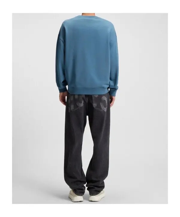 Hugo Boss Logo-embroidered Crew-neck Sweatshirt - Blue