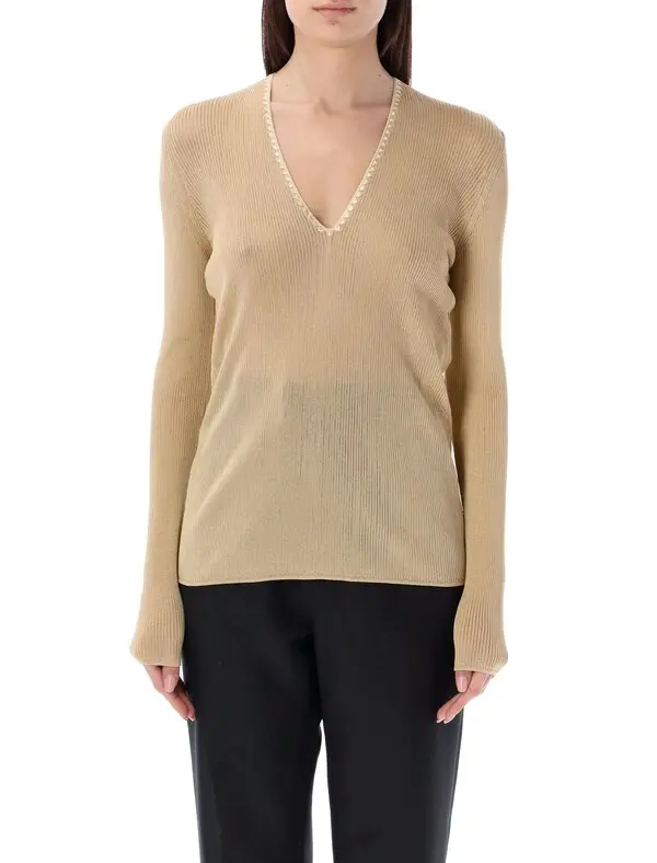TOM FORD V-neck Knitted Top With Logo Detail - No