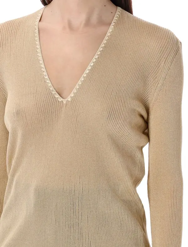 TOM FORD V-neck Knitted Top With Logo Detail - No