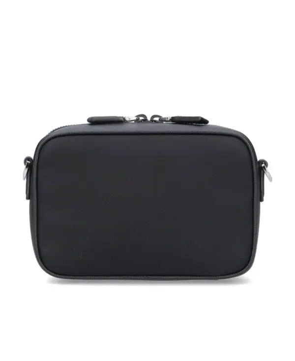 Prada Logo Plaque Zipped Messenger Bag - Black