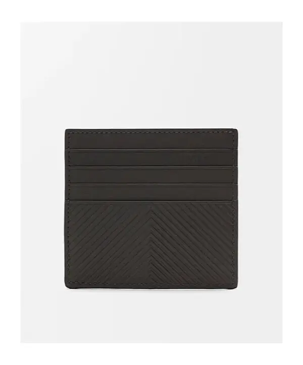 Loewe Open Cardholder In Textured Classic Calfskin - Dark Gray