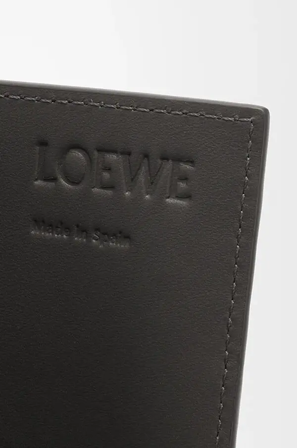 Loewe Open Cardholder In Textured Classic Calfskin - Dark Gray