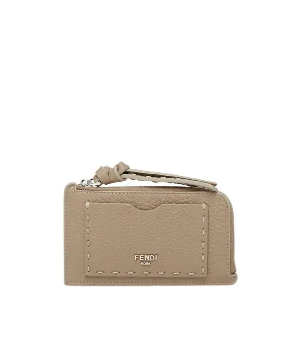 Fendi Dove Grey Selleria Card Holder - Gray
