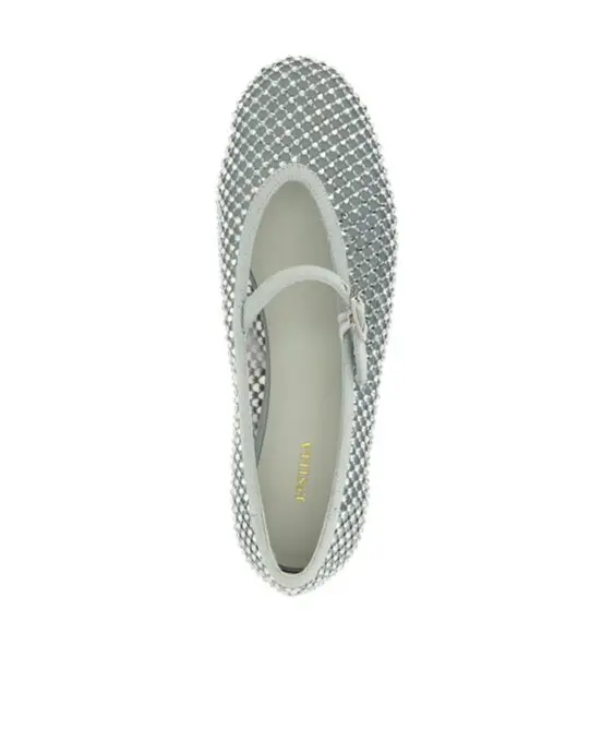 LE SILLA Gilda Embellished Ballerina Flats With Adjustable Strap - Silver