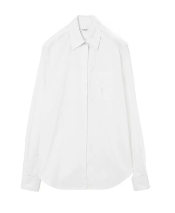 Burberry Ivanna Long-sleeve Shirt With Equestrian Knight Logo - White