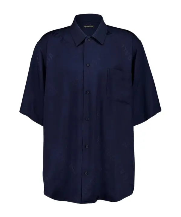 Balenciaga Fluid Jacquard Short-sleeve Shirt