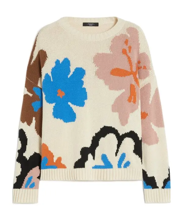 Max Mara Floral Print Crew Neck Sweater - Multi-color