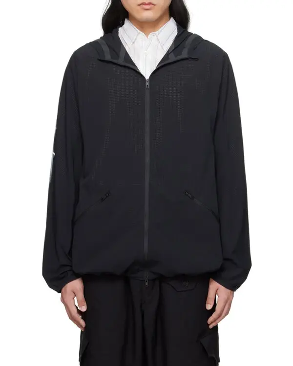 Y3 Logo-print Zip-up Hooded Jacket - Black