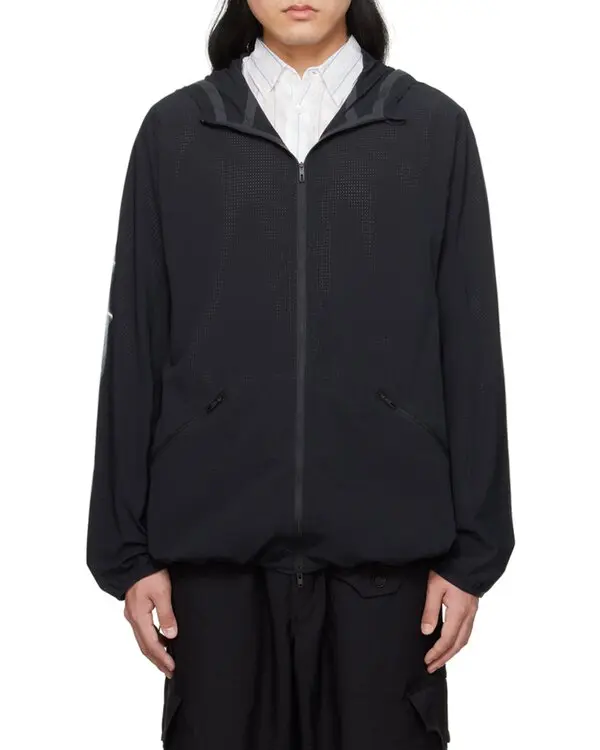 Y3 Logo-print Zip-up Hooded Jacket - Black