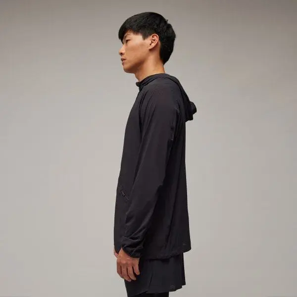 Y3 Logo-print Zip-up Hooded Jacket - Black