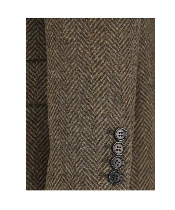 SUNFLOWER Herringbone Double-breasted Coat - Brown