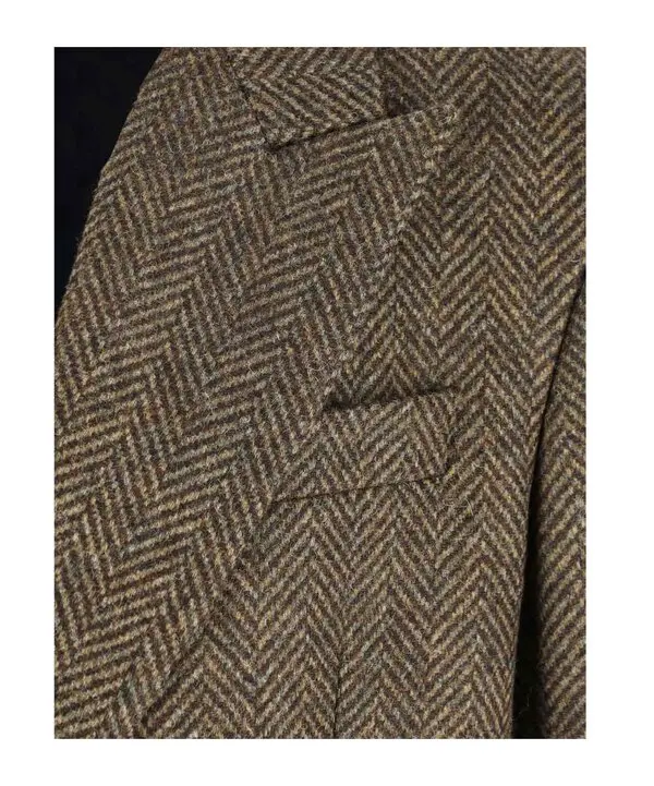 SUNFLOWER Herringbone Double-breasted Coat - Brown
