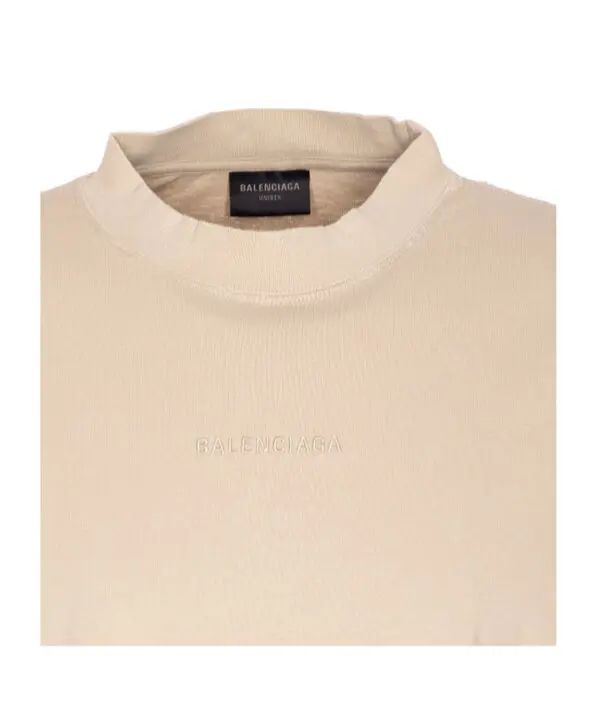 Balenciaga Logo Embroidered Distressed T-shirt