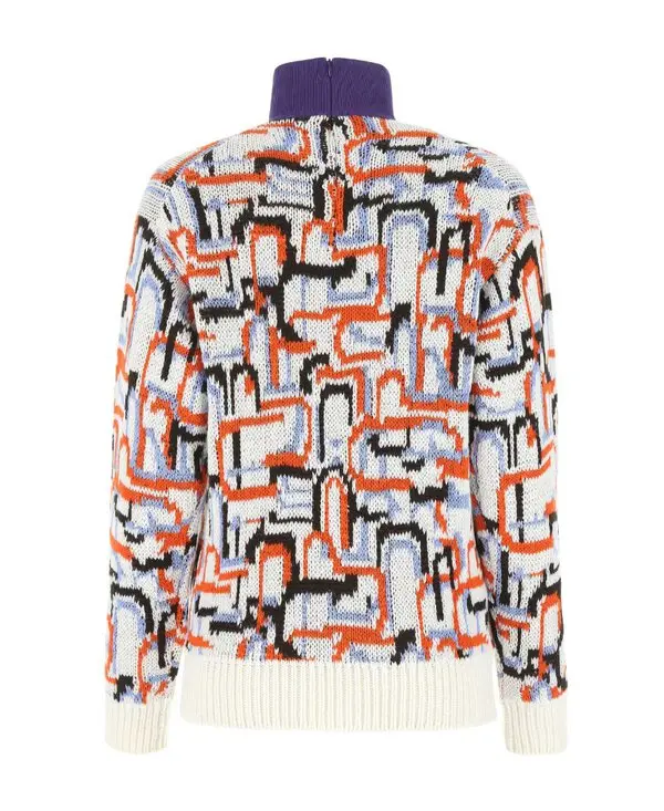 Prada Abstract Pattern High-neck Sweater - Orange
