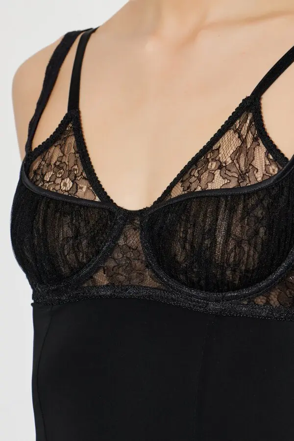 Dolce & Gabbana Lace Trim Spaghetti Strap Dress