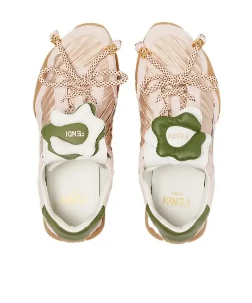 Fendi Wave Pulse Satin And Suede Lace-up Sneakers - Pink
