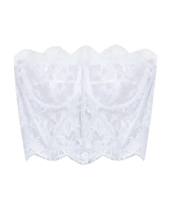 Dolce & Gabbana Dolce Gabbana Floral Lace Corset Top - White