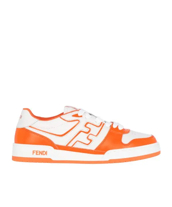 Fendi Round Toe Low Top Paneled Sneakers - White