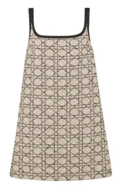 Dior Short Flared Cannage Dress - Beige And Black