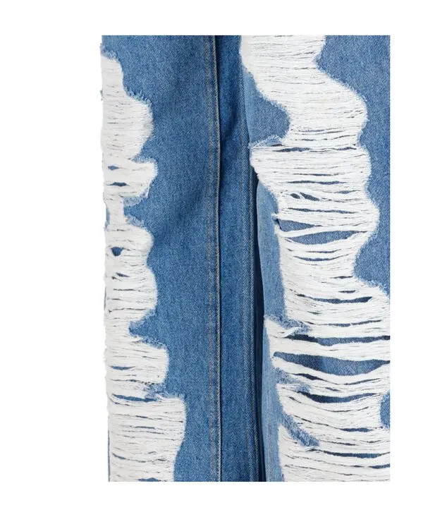 Givenchy Destroyed Denim Oversized Jeans - Light Blue