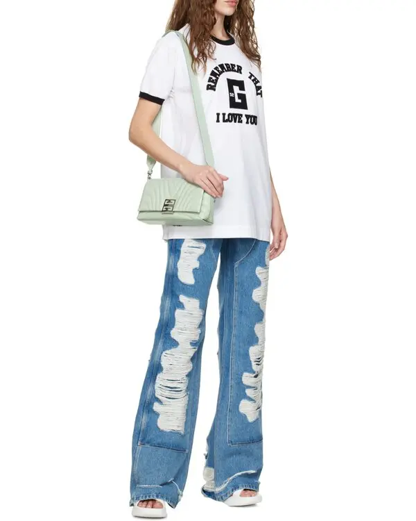 Givenchy Destroyed Denim Oversized Jeans - Light Blue