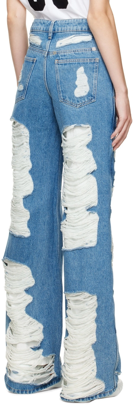 Givenchy Destroyed Denim Oversized Jeans - Light Blue