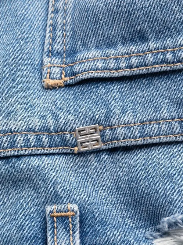 Givenchy Destroyed Denim Oversized Jeans - Light Blue