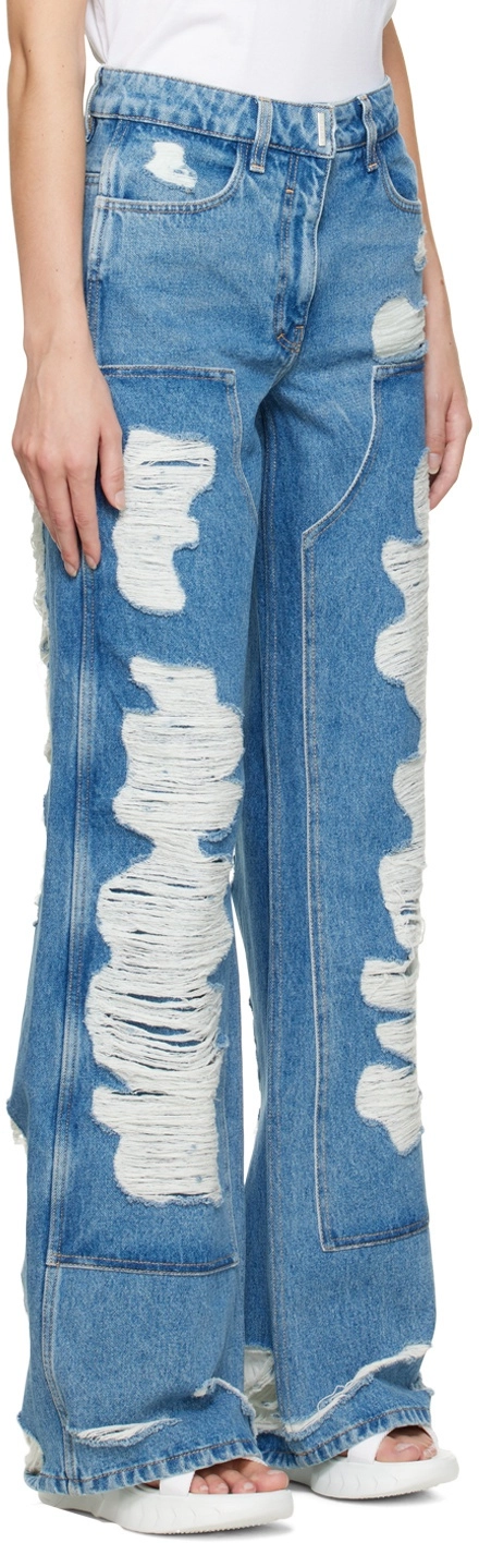 Givenchy Destroyed Denim Oversized Jeans - Light Blue