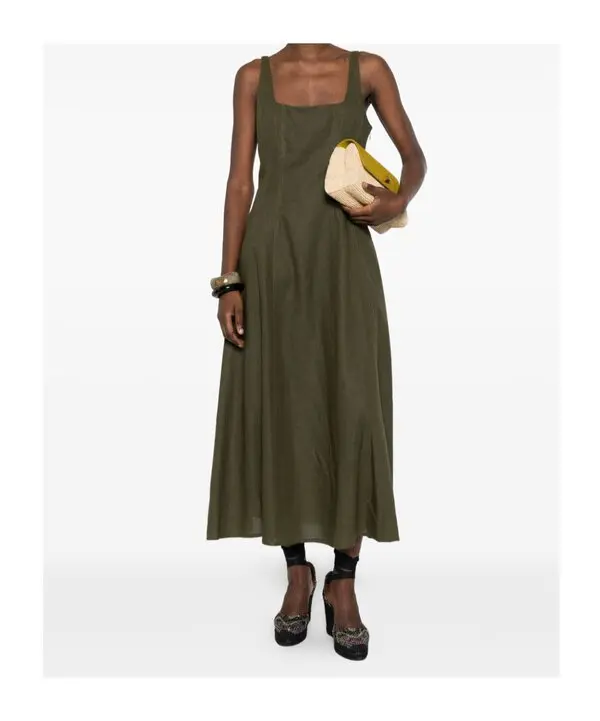 TWINSET Square Neck Midi Dress With Fixed Shoulder Straps